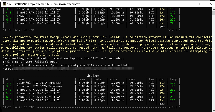 Bzminer cannot establish connection on woolypooly (Kaspa Mining) · Issue #135 · bzminer/bzminer ...