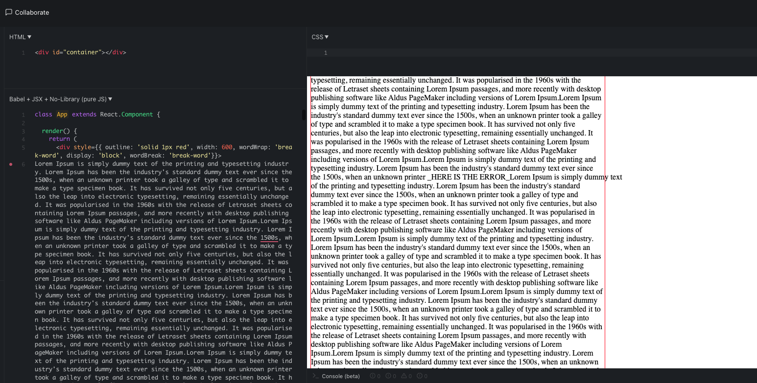 Bug Big Text Is Breaking Right Side Of Div · Issue 26179 · Facebook