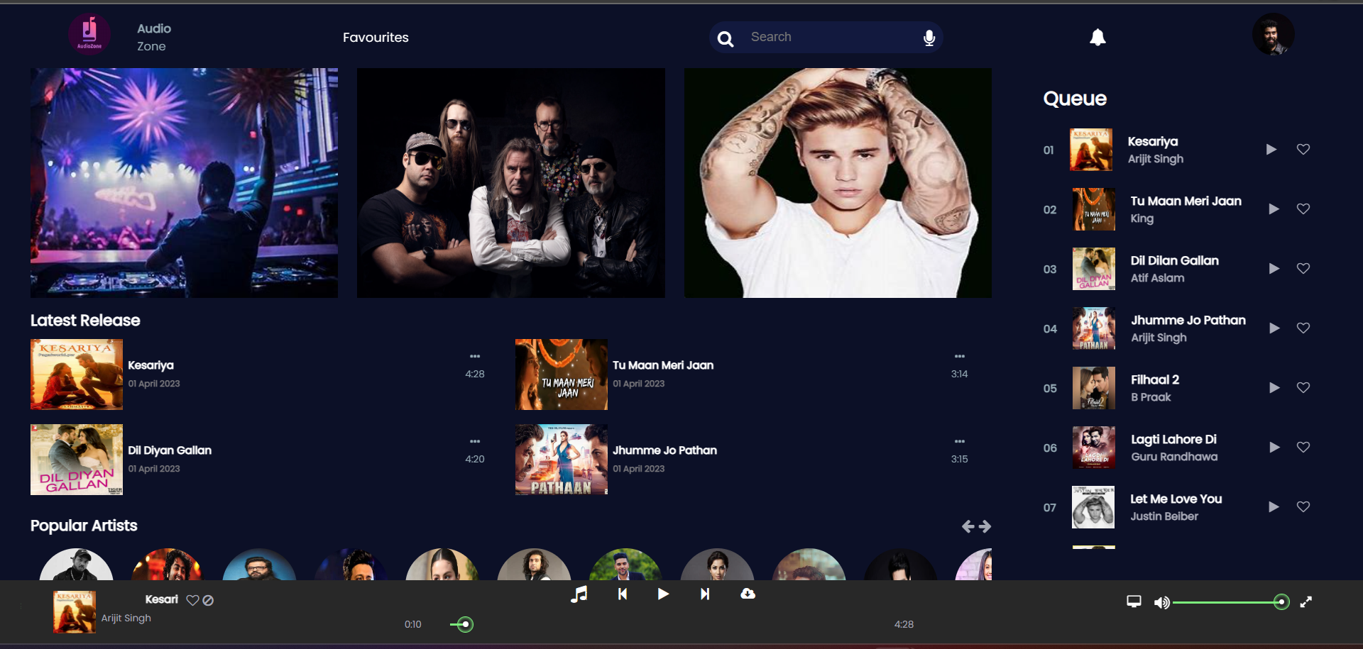 GitHub - HarshSantoshi/Music-Player: A music player website developed ...