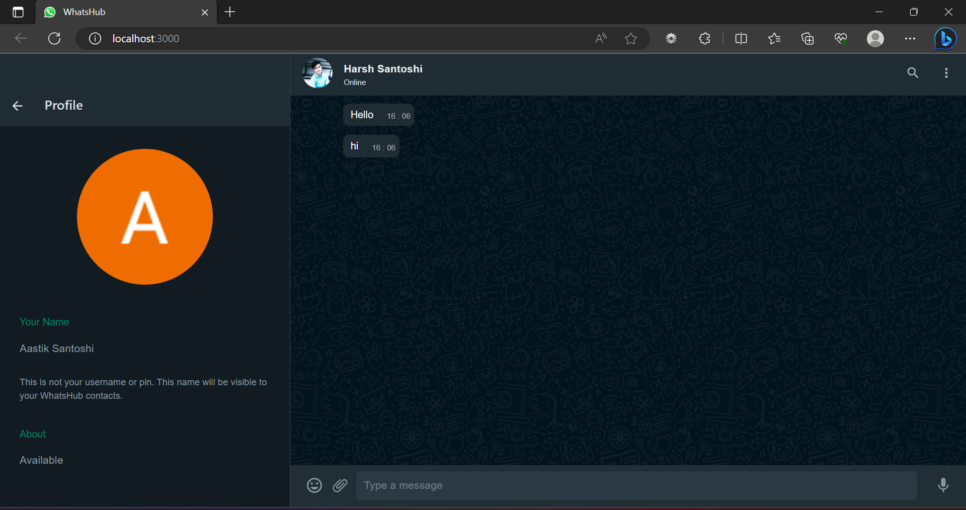 GitHub - HarshSantoshi/WhatsHub: A real time chat application developed using MERN stack and ...