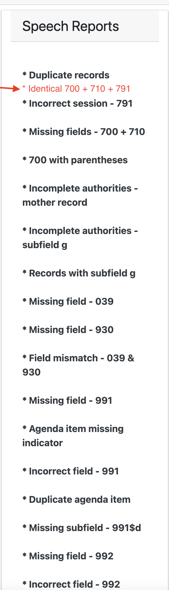 Validation report - Speech report - New - Identical 700 + 710 + 791 · Issue #376 · dag ...