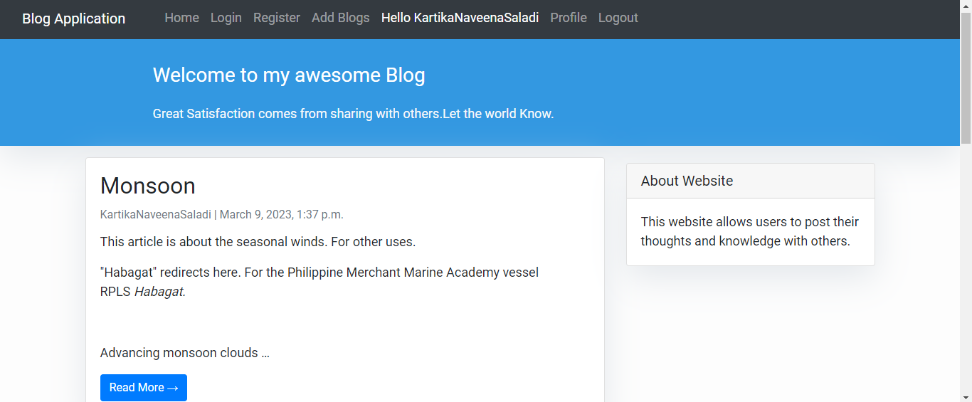 GitHub - KartikaNaveena/BlogApplication: BlogApplication is a blogging ...