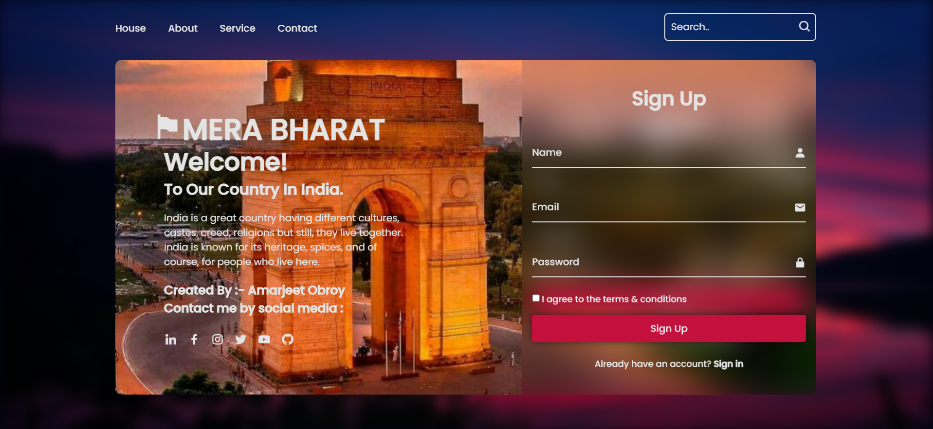 GitHub - amarjeetobroy/merabharatloginpage: this is my login page