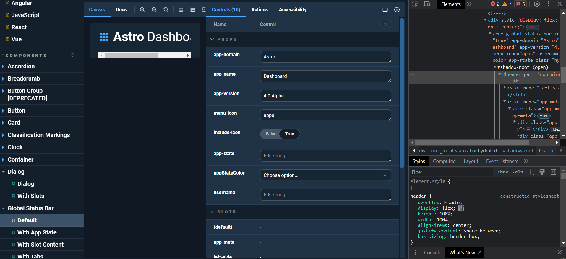rux-global-status-bar: Cannot style scroll bar in container part · Issue #1186 ...