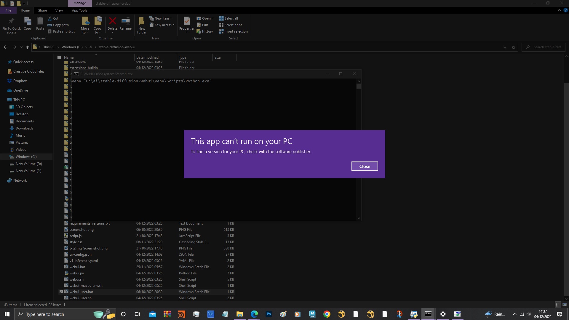 Errors when attempting to run dreambooth · AUTOMATIC1111 stable-diffusion-webui · Discussion ...