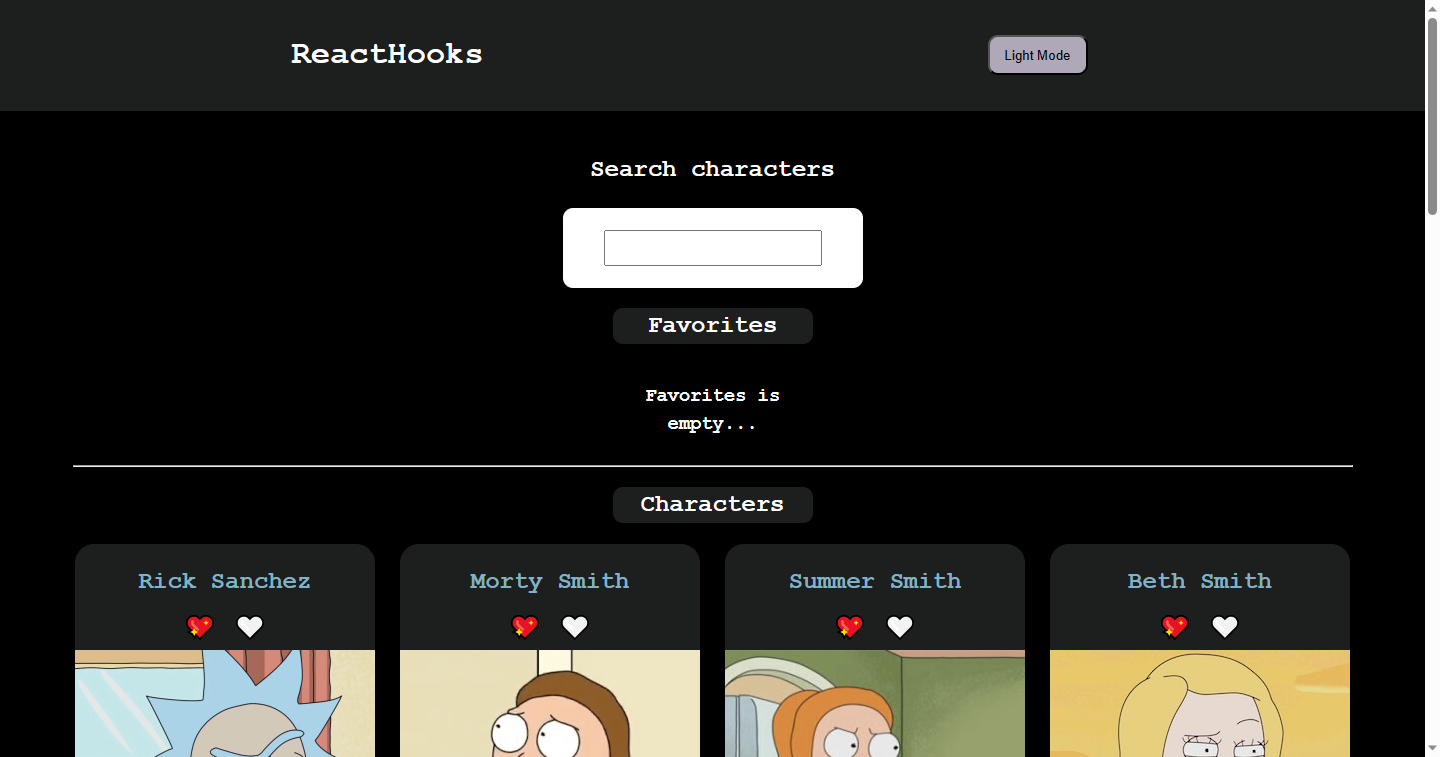 GitHub - fabianbm15/Minicurso-React-Hooks: Rick And Morty ReactApp using React Hooks.