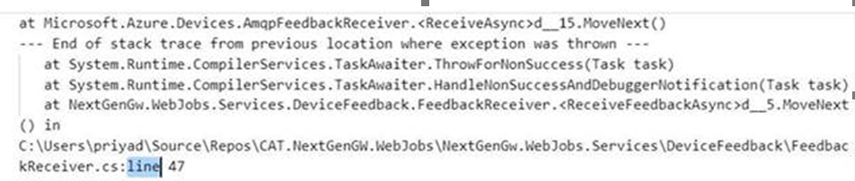 C2D Feedback reciever throws Operation was canceled · Issue #1052 · Azure/azure-iot-sdk-csharp ...
