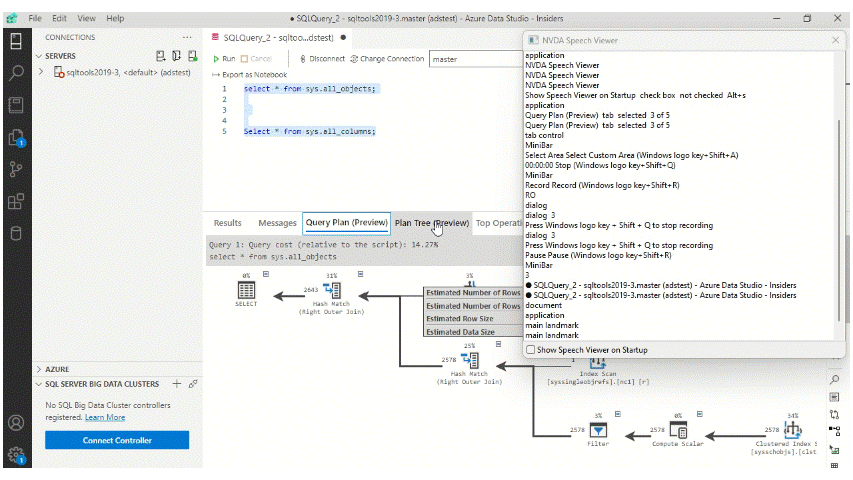 A11y_Azure Data Studio_Query Plan (Preview)_ScreenReader: NVDA is not announcing tooltip present ...