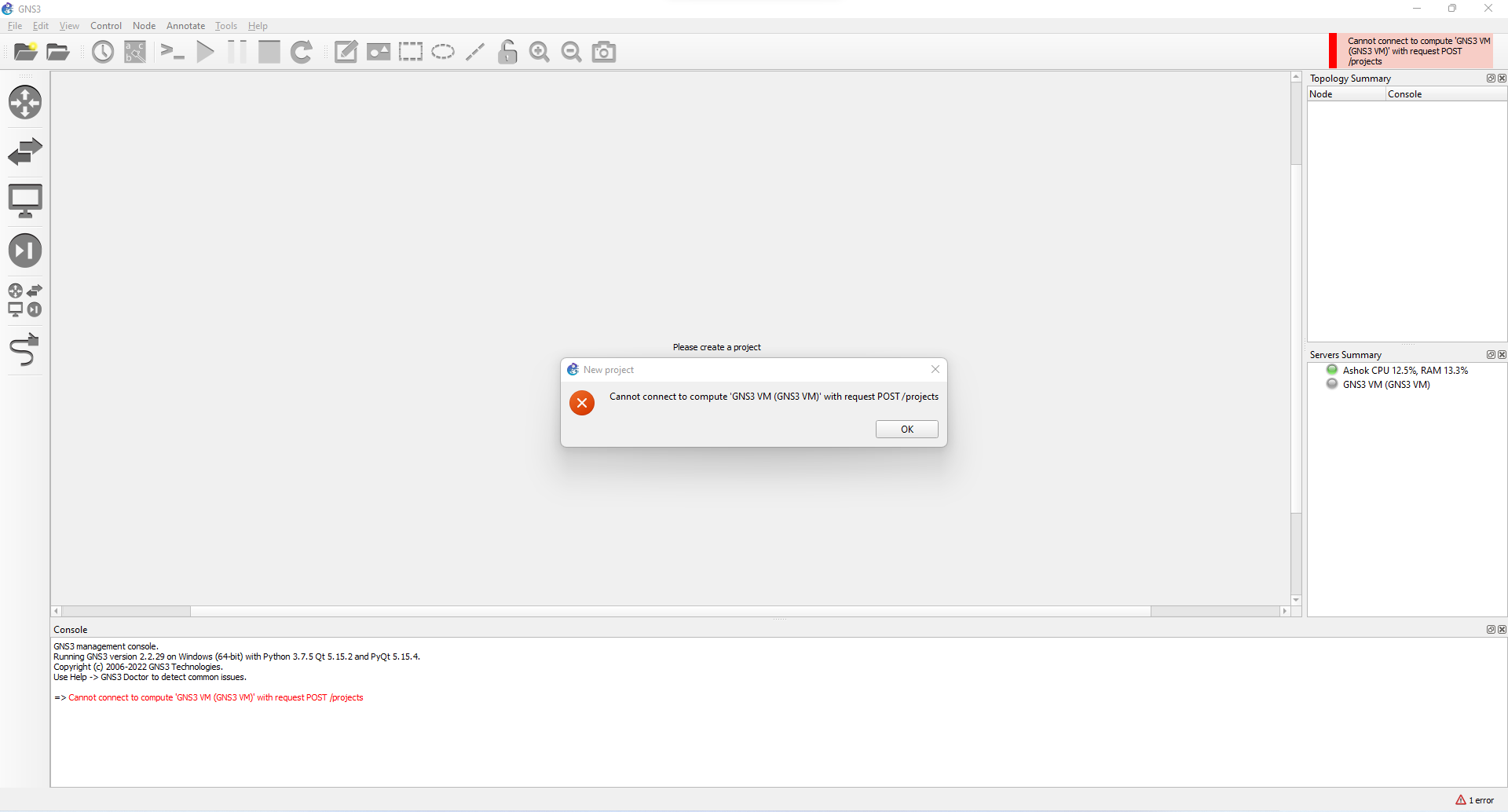 Cannot communicate with the GNS3 VM · Issue #3297 · GNS3/gns3-gui · GitHub