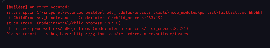 Error just when patching · Issue #729 · reisxd/revanced-builder · GitHub