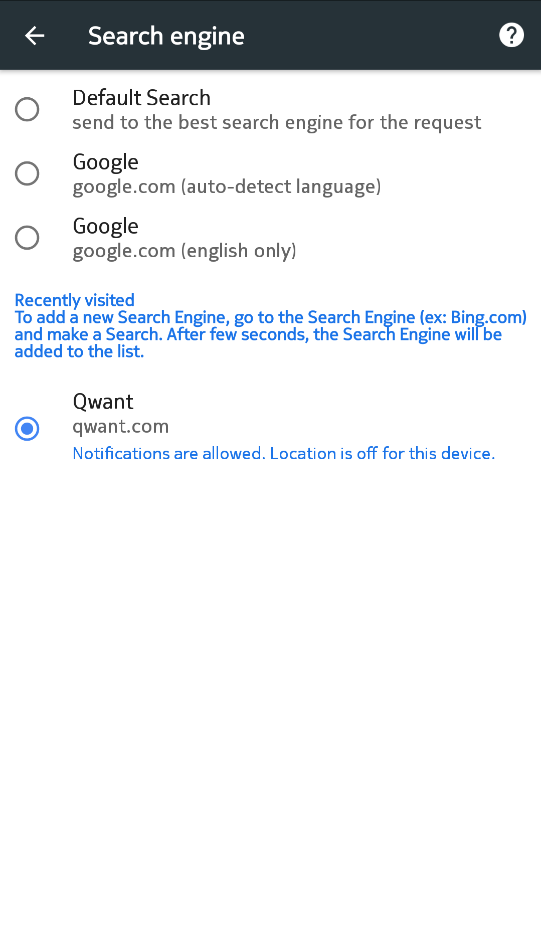 [Suggestion] Alternative search engines · Issue #2 · kiwibrowser/android · GitHub