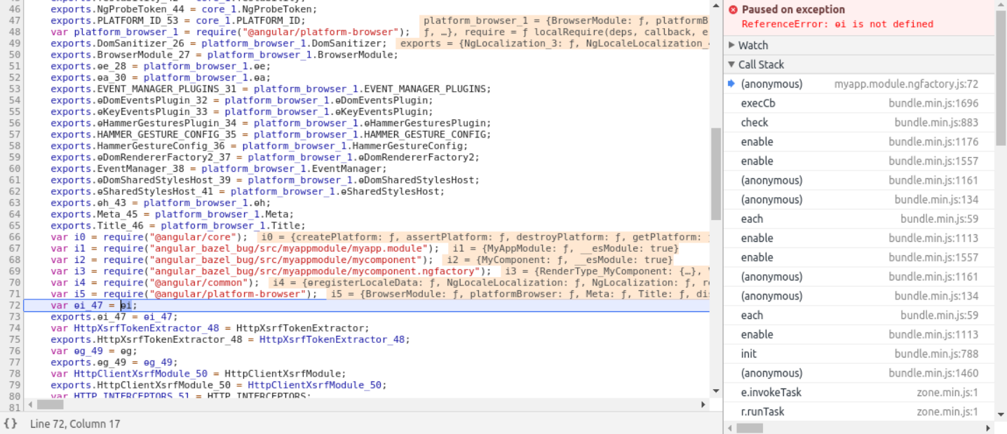 Bazel Tsdevserver Rule With Dependency On Clientmodule `uncaught