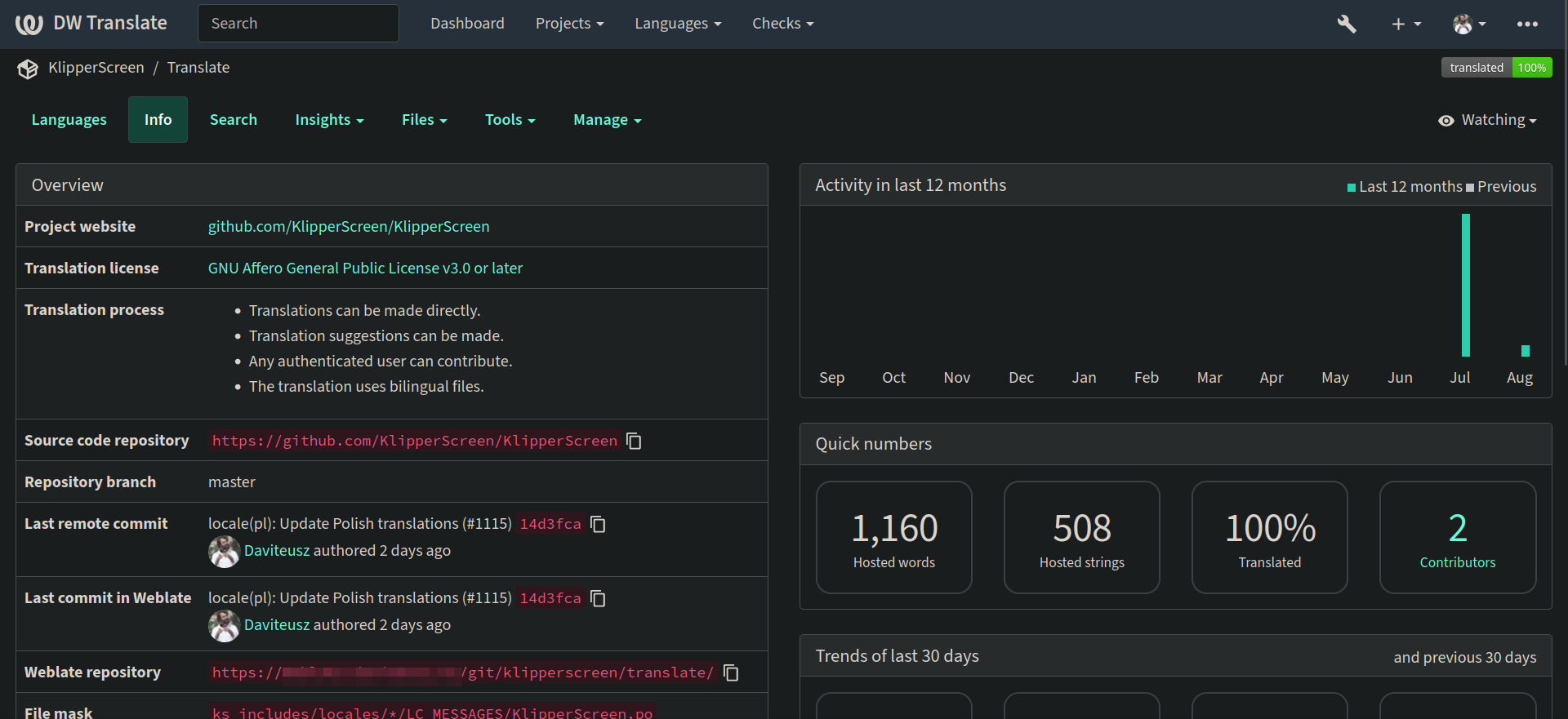 [FR] Use Weblate to facilitate translation · Issue #1116 · KlipperScreen/KlipperScreen · GitHub