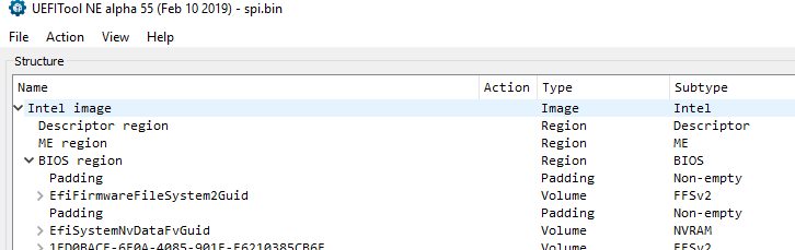 BIOS region parsed as Padding at NE A56 · Issue #181 · LongSoft/UEFITool · GitHub