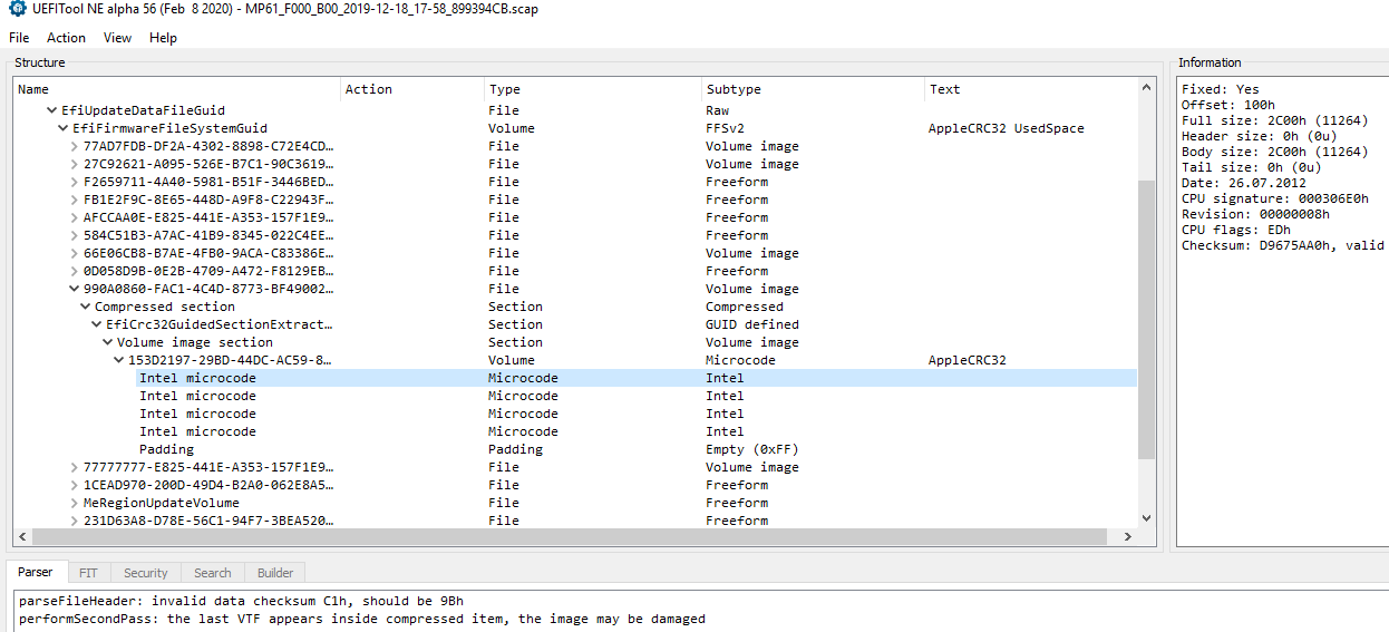 Apple MP61 EFI Microcode detection/extraction issue · Issue #194 · LongSoft/UEFITool · GitHub