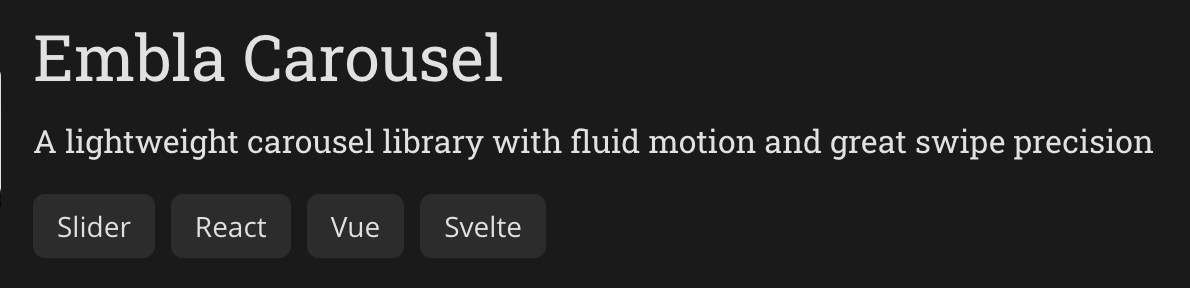 Embla Carousel - Add tag to project · Issue #96 · bestofjs/bestofjs · GitHub
