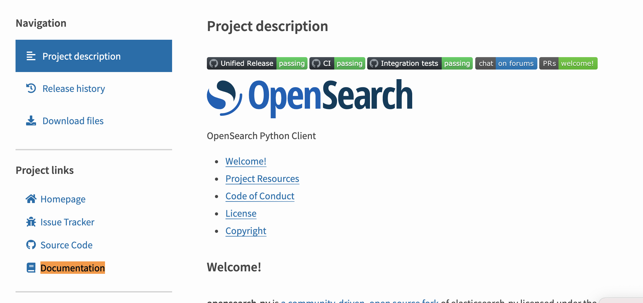 [BUG] PyPI docs go to the wrong place · Issue #81 · opensearch-project ...