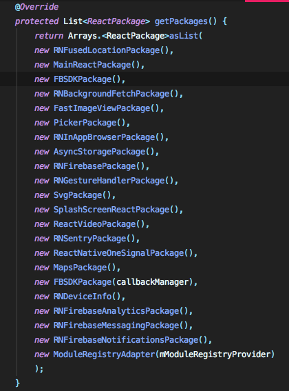 FBSDKPackage in class FBSDKPackage cannot be applied to given types; CallbackManager not found ...