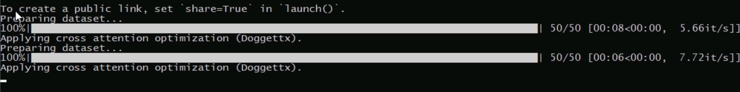 report "Applying cross attention optimization (Doggettx)" when training pt further in NVDIA T4 ...