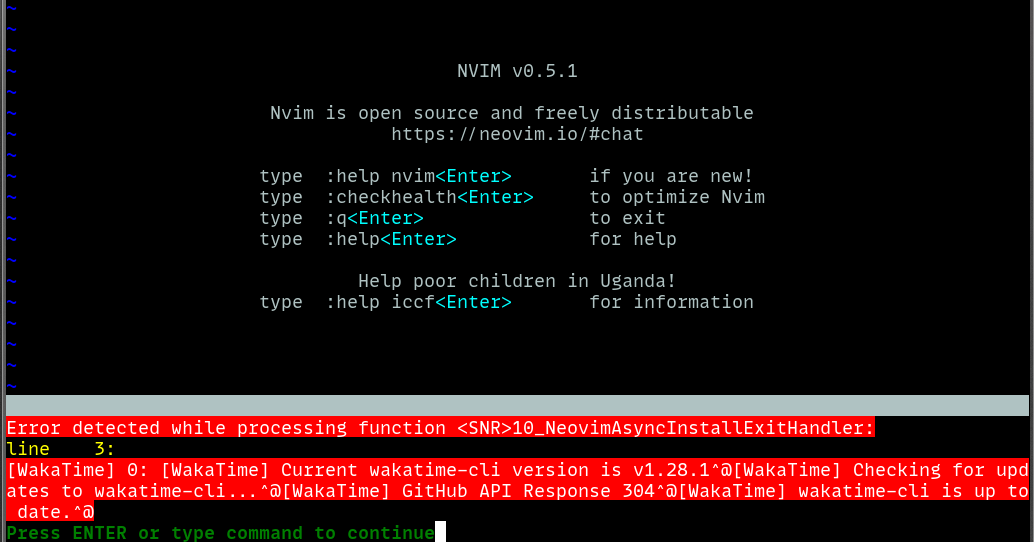 Error detected while processing function 9_NeovimAsyncInstallExitHandler: line 3 · Issue #107 ...