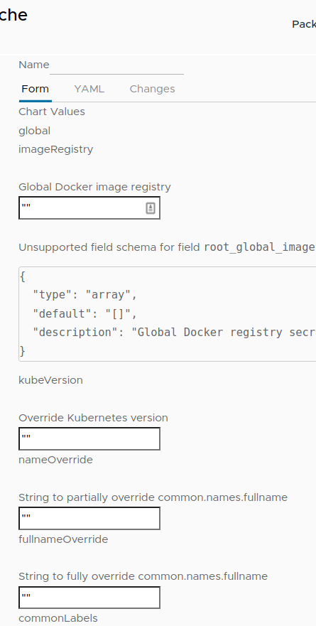 Kubeapps forms no longer compatible with "OpenAPI Schema Object" schemas · Issue #3526 · vmware ...