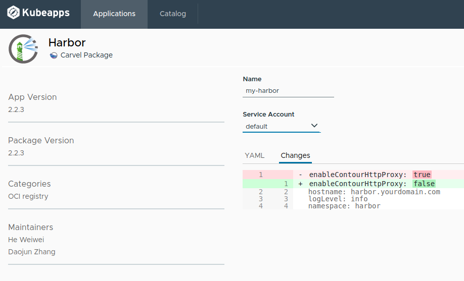 Provide initial values when installing a Carvel package · Issue #3853 · vmware-tanzu/kubeapps ...