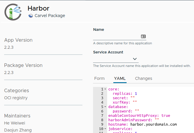 Provide initial values when installing a Carvel package · Issue #3853 · vmware-tanzu/kubeapps ...