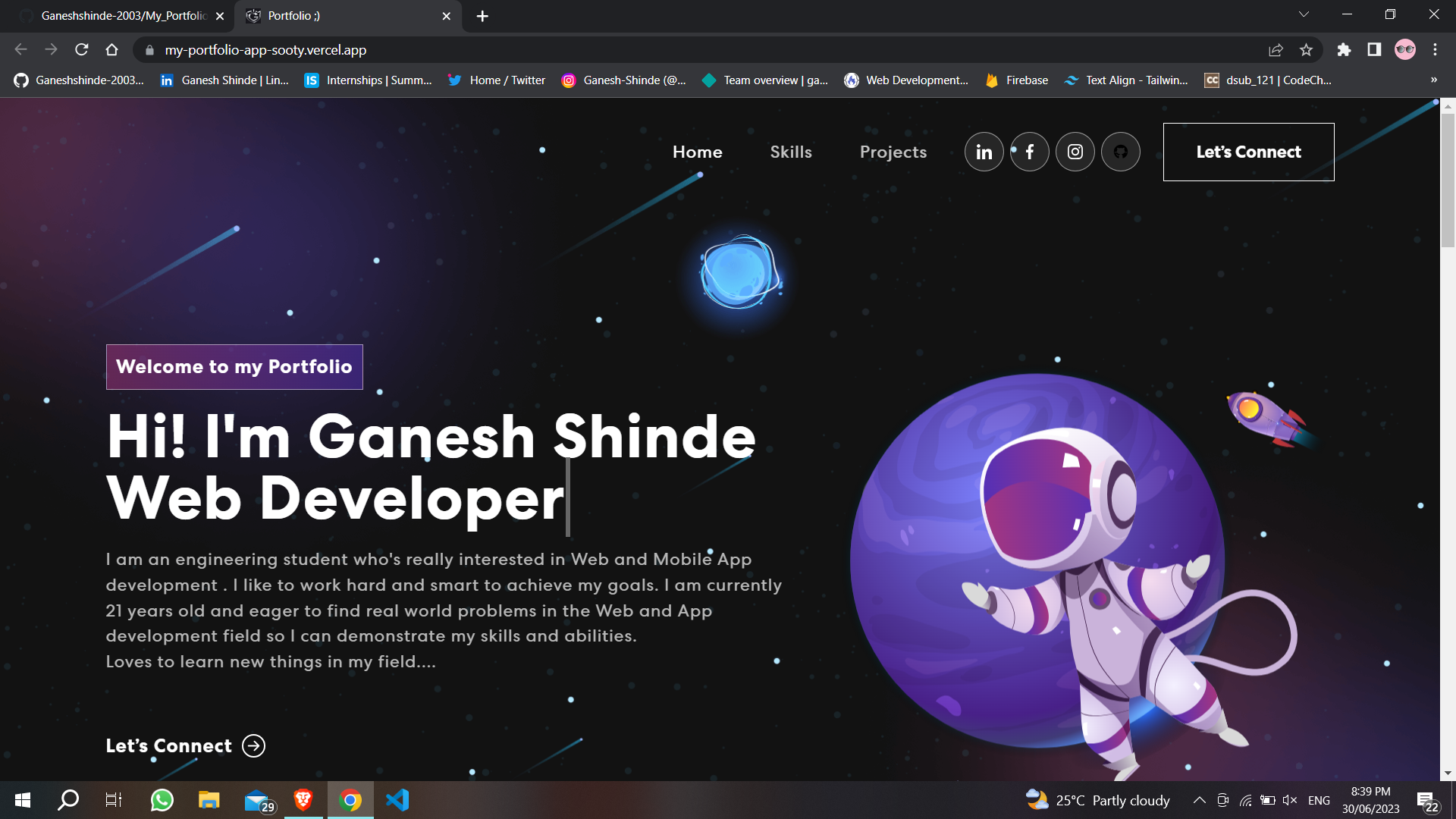 Github Ganeshshinde 2003myportfolioapp This Is A Portfolio Website Showcasing My Work And 