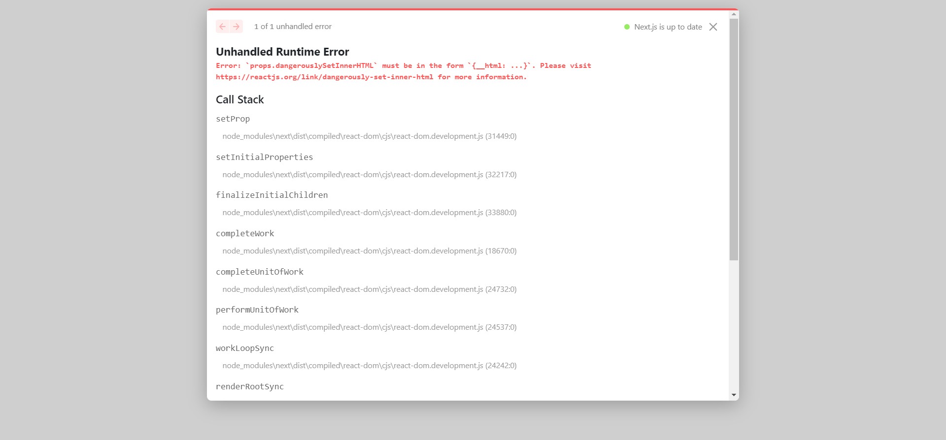 Dangerouslysetinnerhtml Prop For A React Dom Element Should Be In The 3012