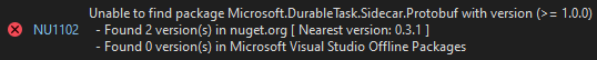 Version 2.9.0 depends on Microsoft.DurableTask.Sidecar.Protobuf version that doesn't exist ...