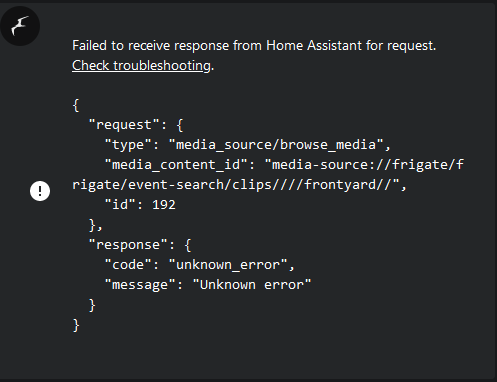 [Support]: Frigate card error after a few seconds of live footage, can't browse clips · Issue ...