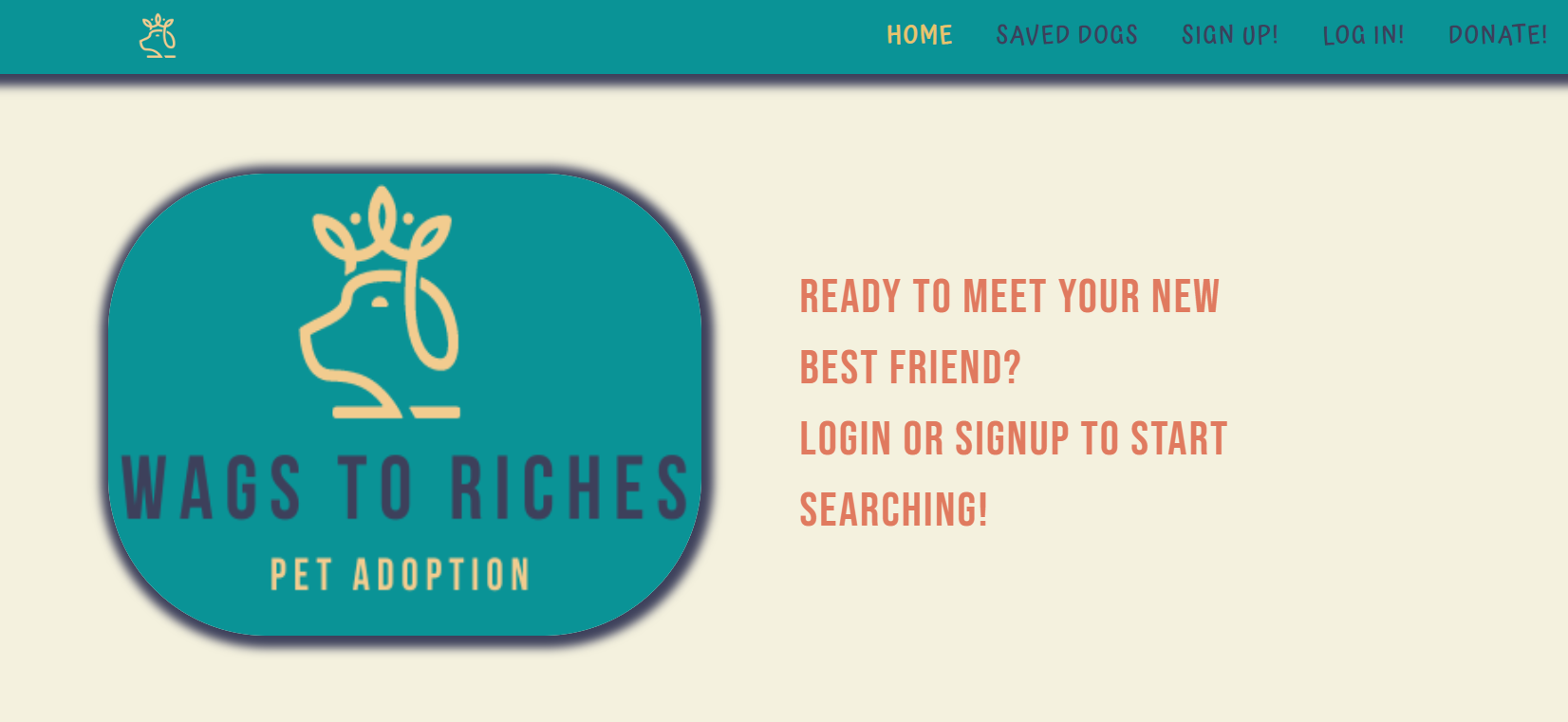 GitHub - MaddieGillis/wags-to-riches: A website to look for local pets for Adoption using a MERN ...