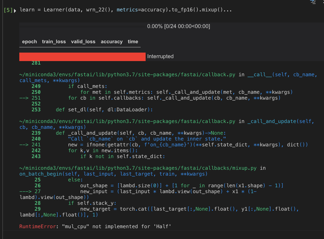 _thnn_conv2d_forward not supported on CPUType for Half · Issue #2253 · fastai/fastai · GitHub