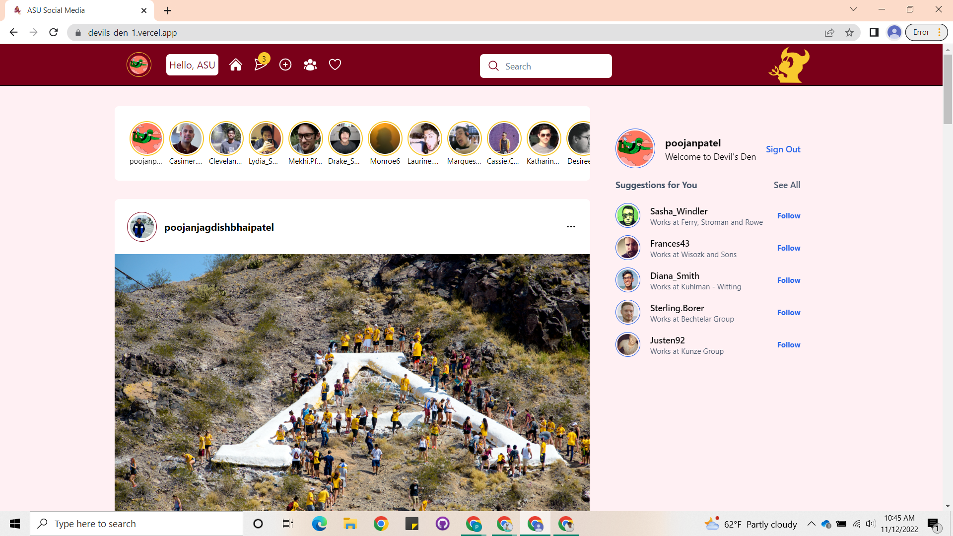 GitHub - poojan-workspace/Devils-Den: A social media platform like Instagram built for Members ...