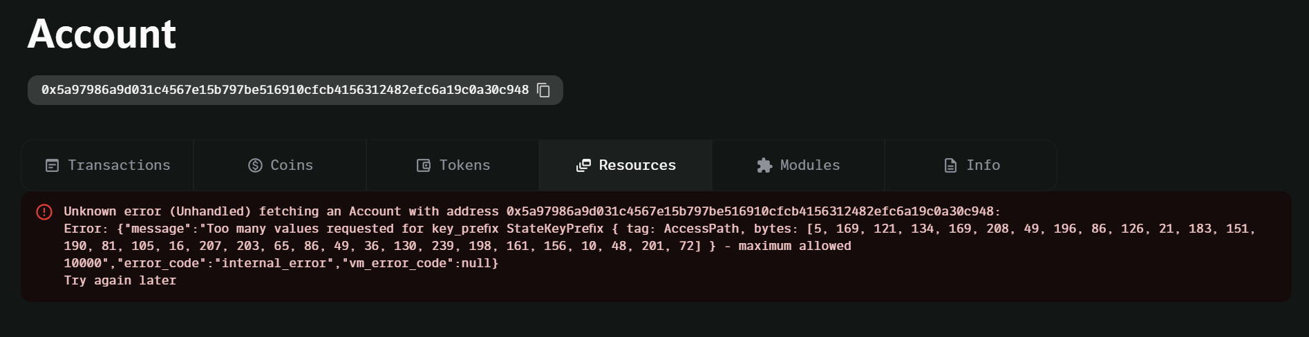 Bug Api Get Account Resources Api Returns 500 · Issue 5298 · Aptos Labsaptos Core · Github 