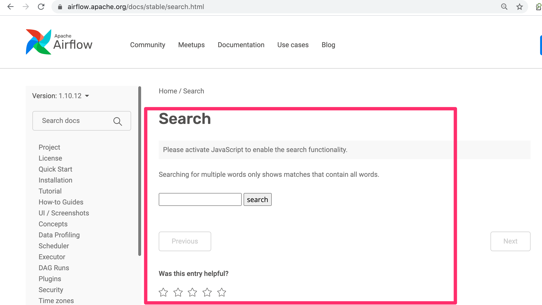 Search page is not working correctly · Issue #303 · apache/airflow-site · GitHub