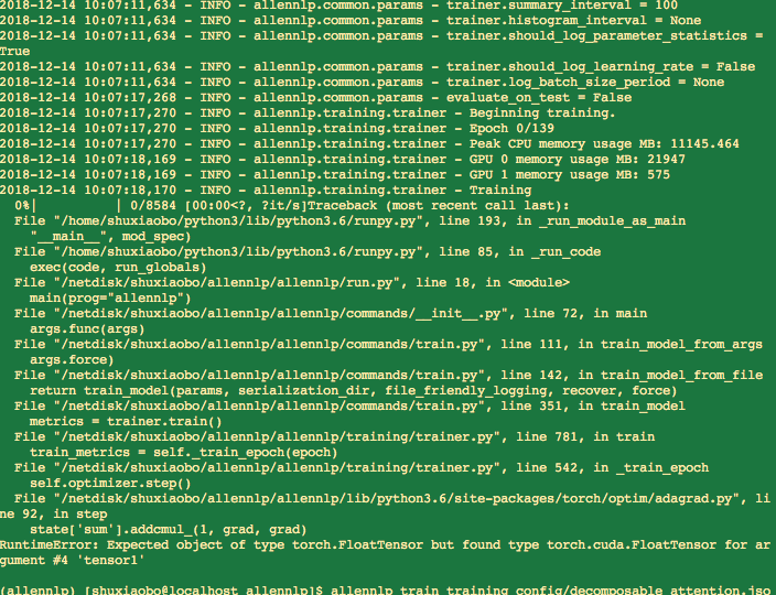 Task SNLI has down due to the GPU Tensor · Issue #2182 · allenai/allennlp · GitHub