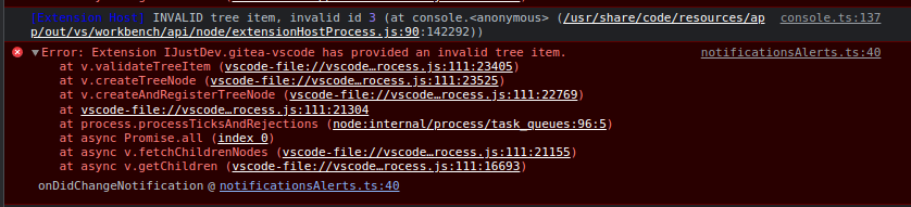 INVALID tree item, invalid id · Issue #48 · IJustDev/Gitea-VSCode · GitHub