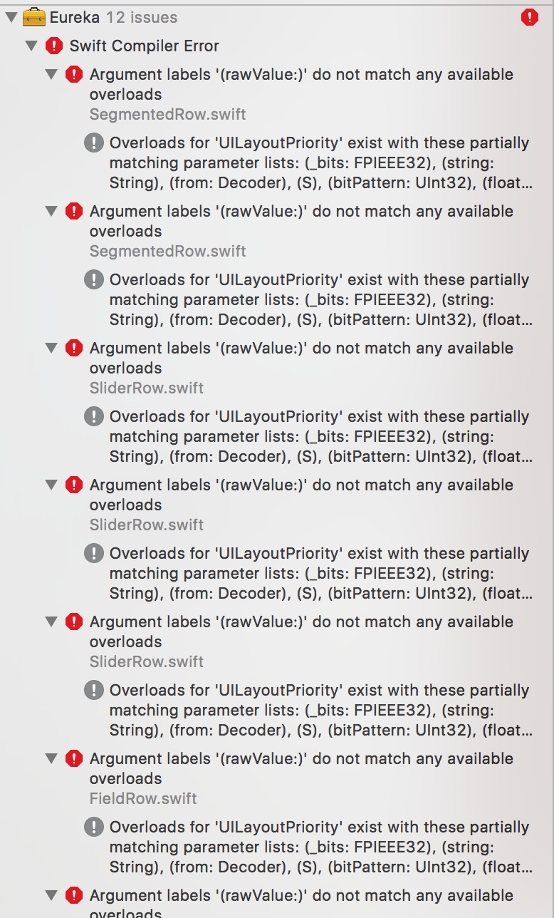 Complier Error? · Issue #1258 · xmartlabs/Eureka · GitHub