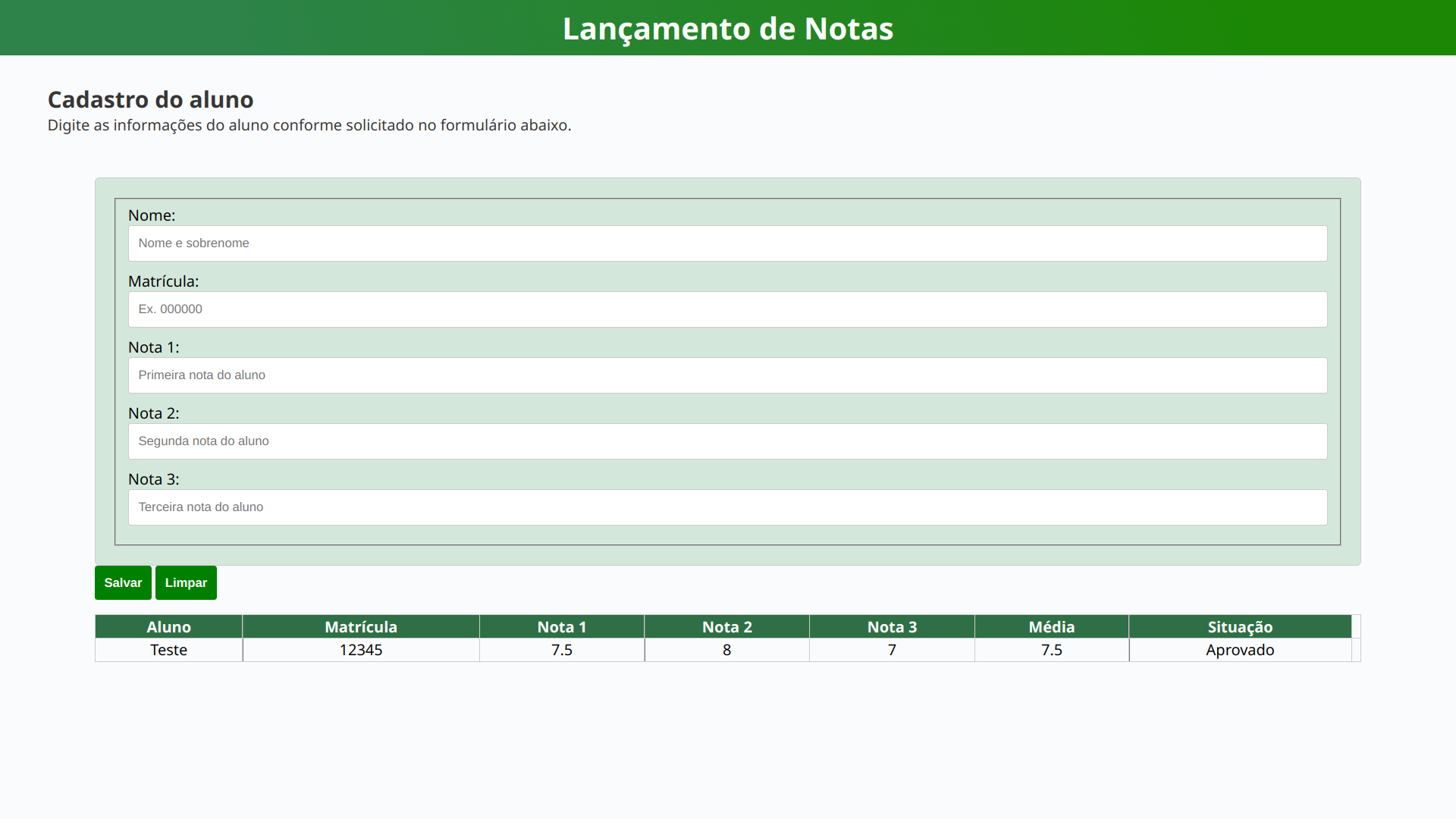 Github Isabellelacerdasistema Notas Sistema Web Feito Com Html Css