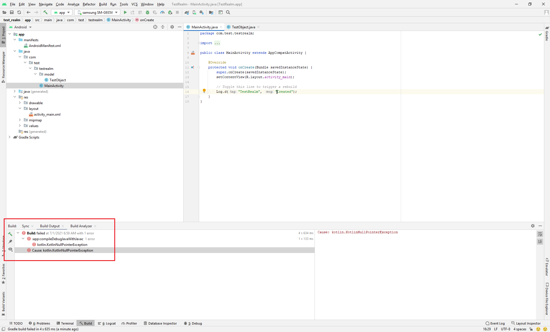Android Studio throws a null pointer on incremental builds pointing back to Realm · Issue #7473 ...