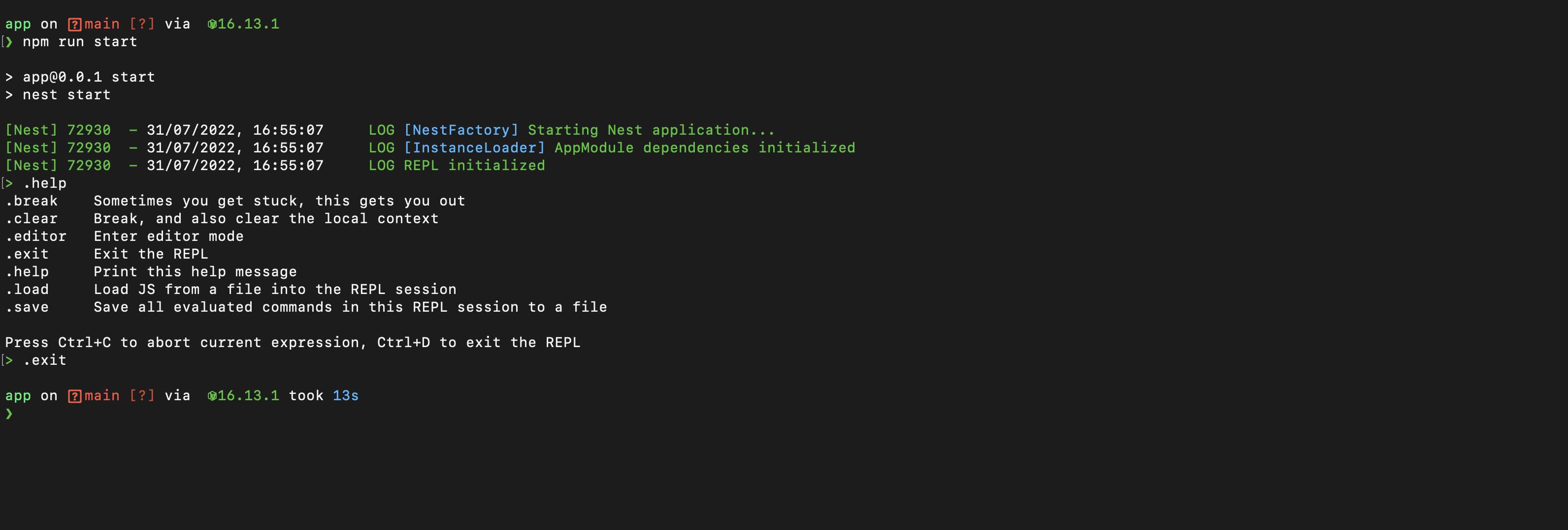 How to exit REPL? · Issue #2423 · nestjs/docs.nestjs.com · GitHub How to exit REPL? · Issue #2423 · nestjs/docs.nestjs.com · GitHub