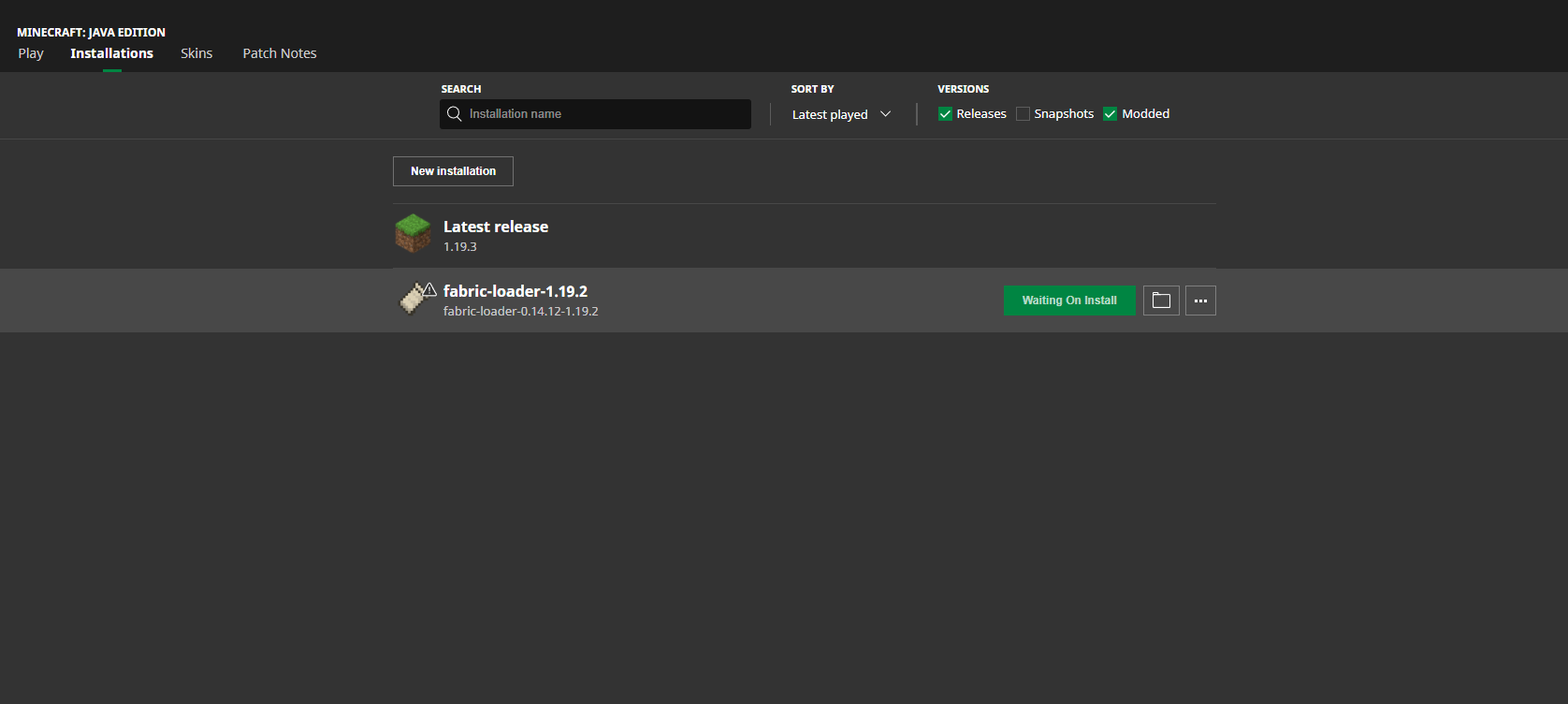 Unable to start minecraft turned to waiting on install · Issue #754 ...