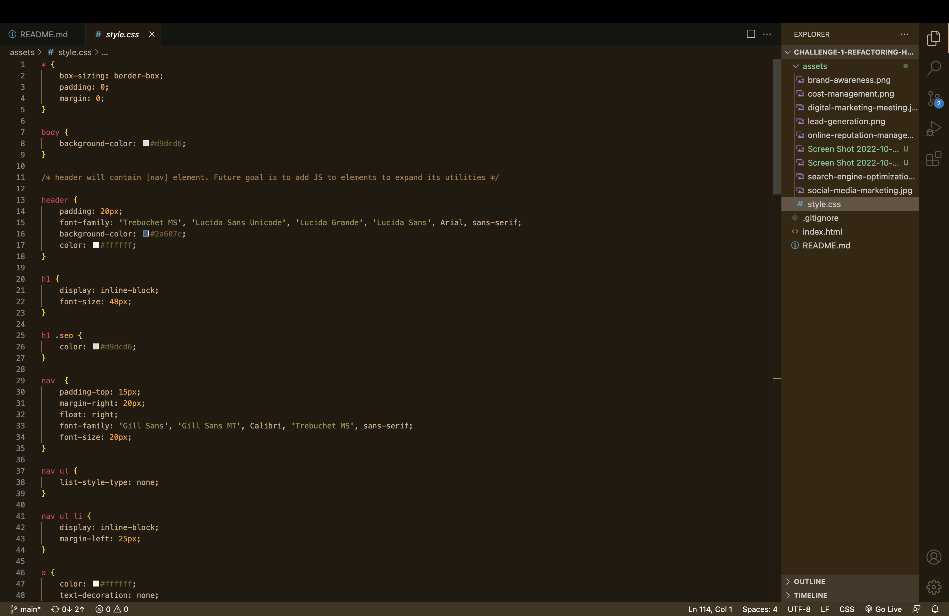 GitHub - SDProgress/challenge-1-refactoring-horiseon: this is our week one challenge