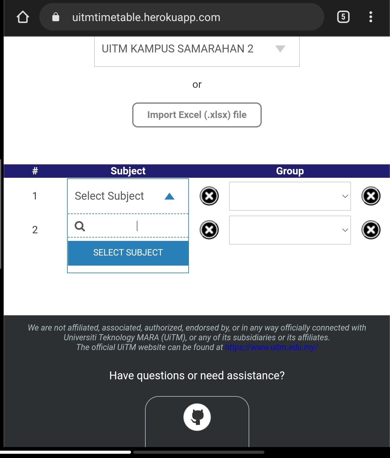 No subjects · Issue #50 · afzafri/UiTM-Timetable-Generator · GitHub