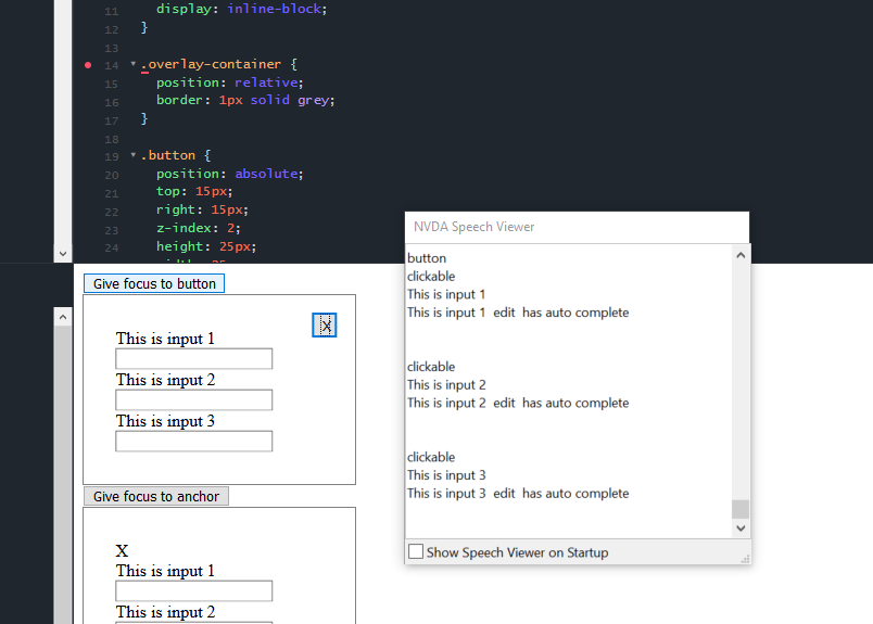 Button with aria-label not getting read after getting focus inside a div · Issue #6627 ...