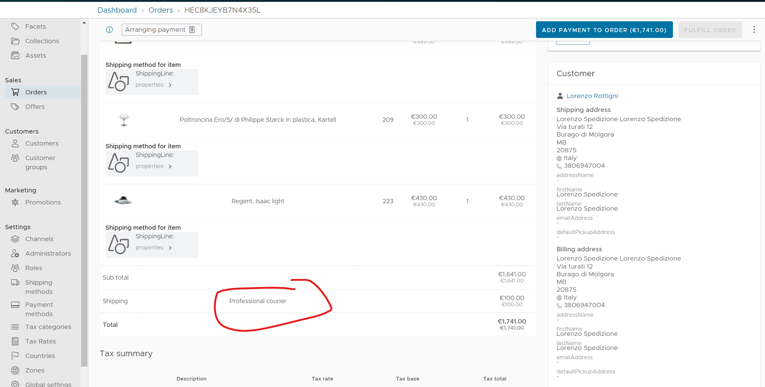 Admin-ui not manage in all parts the multiple shippingline in an order · Issue #1665 · vendure ...