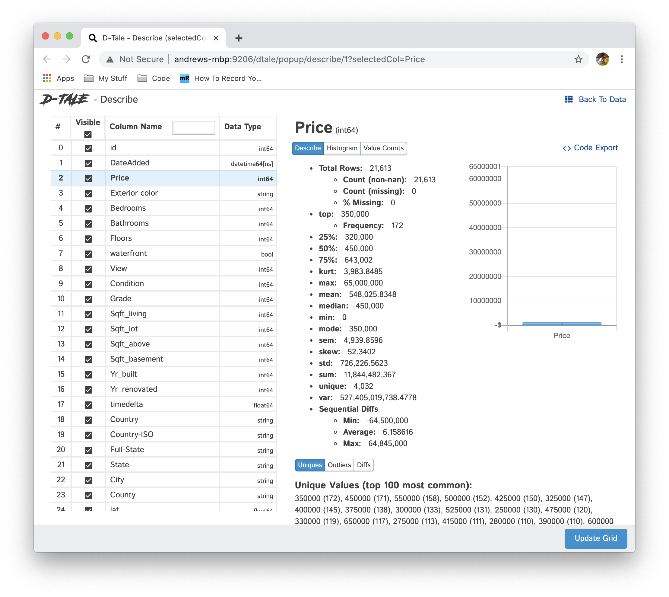 Diff For Timeseries And Sequential Data In The Column Description · Issue 333 · Man Groupdtale