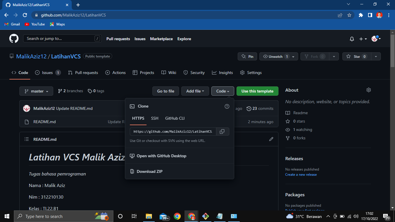 GitHub - MalikAziz12/LatihanVCS