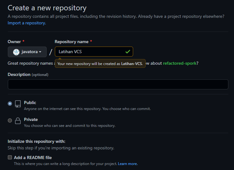 GitHub - javatora/LatihanVCS